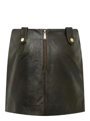 BLUGIRL Treated Leather Mini Skirt - Brown