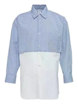 Comme Des Garçons Checked Panelled Shirt - Blue