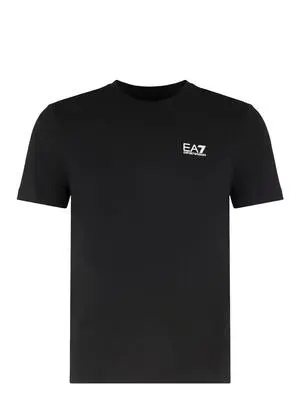 EA7 Logo Cotton T-shirt - Black
