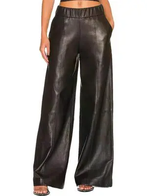 Sprwmn Elasticated-waistband Leather Trousers - Black