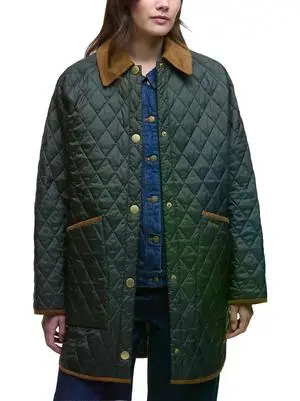 Barbour Quilted Corduroy-collar Coat - Green