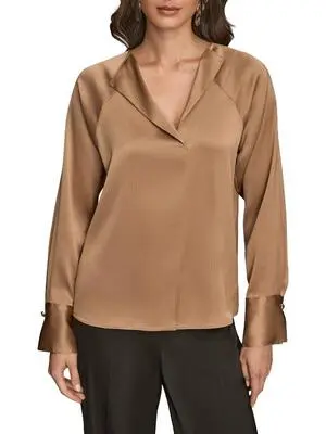Donna Karan New York Hammered Satin Top - Fawn