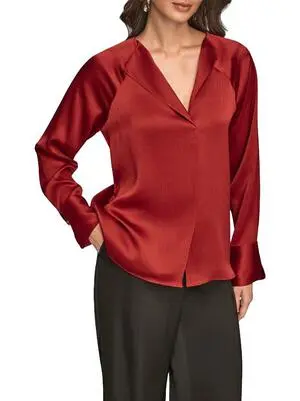 Donna Karan New York Hammered Satin Top - Metropolitan Red