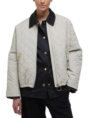 Barbour Emlyn Quilted Bomber Jacket Light Sand/ancient