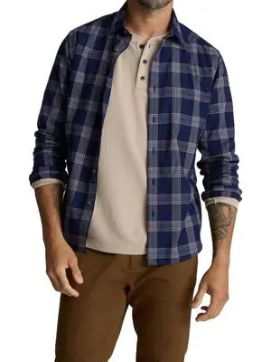 UNTUCKIT Gahard Plaid Cotton Flannel Button-up Shirt - Navy