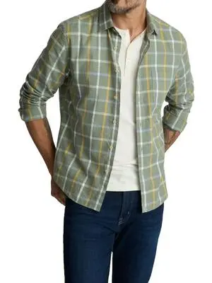 UNTUCKIT Silva Windowpane Check Cotton Flannel Button-up Shirt - Green