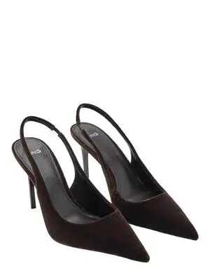 Mango Pointed Toe Slingback Pumps - Chocolate