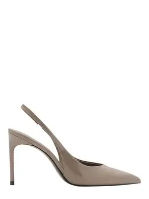 Mango Pointed Toe Slingback Pumps - Light Heather Grey