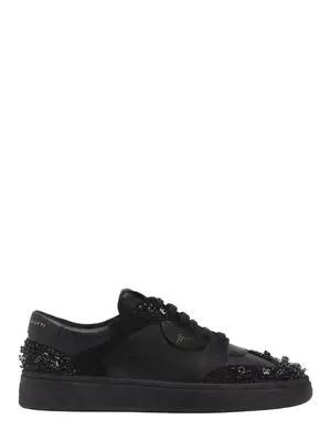GIUSEPPE ZANOTTI Suede Bead Embellished Sneakers - Black