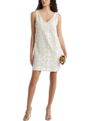 Nordstrom Sequin V-neck Minidress - Ivory Sequin