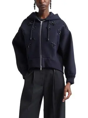 Simone Rocha Crystal Embellished Hooded Jacket - Navy/jet