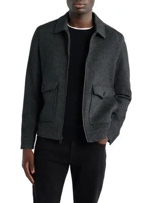 Nordstrom Wool-blend Zip-up Jacket - Dark Grey