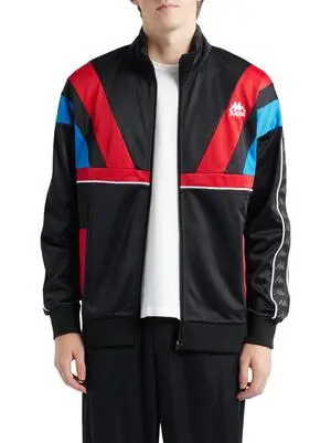 Kappa 222 Banda Orlando Colorblock Tricot Track Jacket - Black - Red Racing - Blue Sea