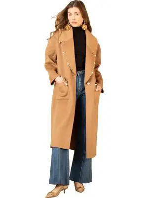 Hale Bob Wool Mid-length Coat With Bead Detailing - Brown