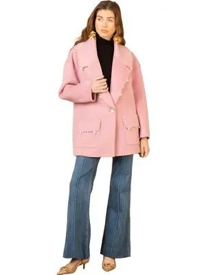 Hale Bob Landry Wool Beaded Coat Pink