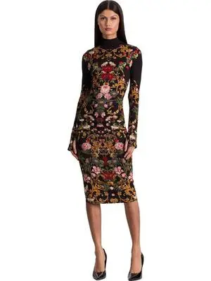 Alice + Olivia Delora Printed Midi Dress Red