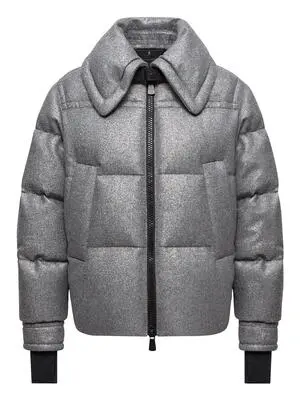 Moncler Sandane Metallic Wool-blend Down Jacket - Grey