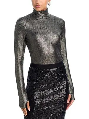 Essentiel Antwerp Long Sleeve Turtleneck Top - Silver Lining