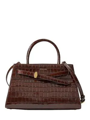 Veronica Beard Croc Embossed Leather Satchel - Chestnut
