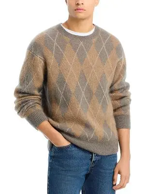 FRAME Argyle Crewneck Sweater - Taupe Multi