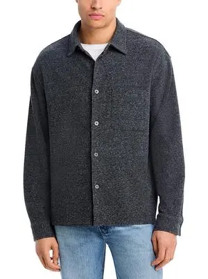 FRAME Cotton Blend Waffle Textured Button Down Shirt - Heather Grey