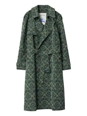 Burberry Long Baroque Viscose Blend Trench Coat - Vine Green