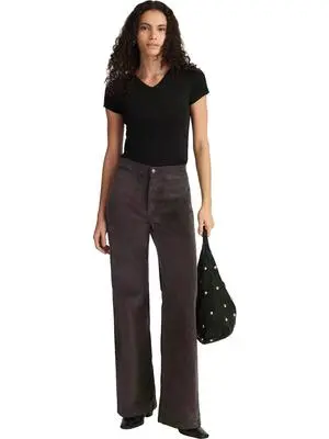 Madewell The Petite Wide-leg Corduroy Pant - Black Coal