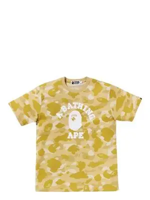 A BATHING APE Camo College Tee Shirt - Yellow