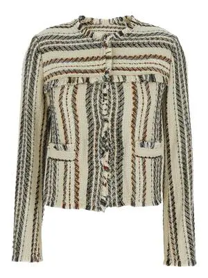 ISABEL MARANT Izarja Striped Cotton-Wool Blend Jacket