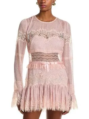 LoveShackFancy Lace Trim Mini Dress - Pink Nude