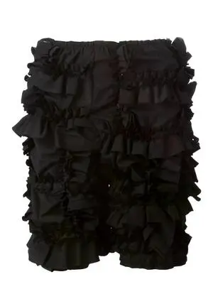 Comme Des Garçons Ruffled Wool Shorts - Black