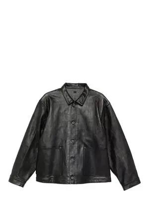 TAIGA TAKAHASHI Leather Shirt Jacket - Black
