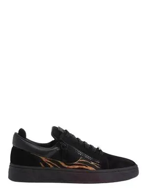 GIUSEPPE ZANOTTI Zebra-print Lace-up Sneakers - Black