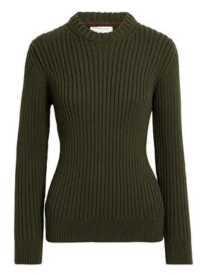 Veronica De Piante Tristan Ribbed Merino Wool Sweater - Dark Green