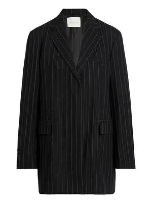 Veronica De Piante Francesco Pinstriped Wool Blazer - Black