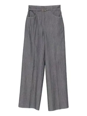 Agnona Belted Straight Trousers - Grey