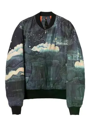MAHARISHI 6227 Boro Crane Monk Ma1 Printed Bomber Jacket - Blue