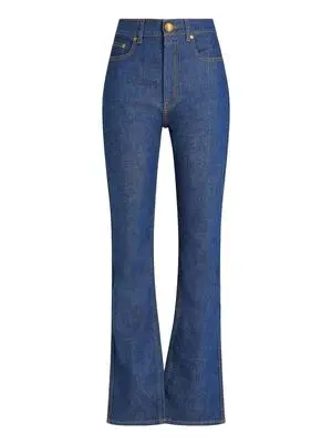 Zimmermann High-rise Straight-leg Jeans - Mid Denim