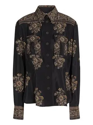 Zimmermann Printed Crepe De Chine Shirt - Black