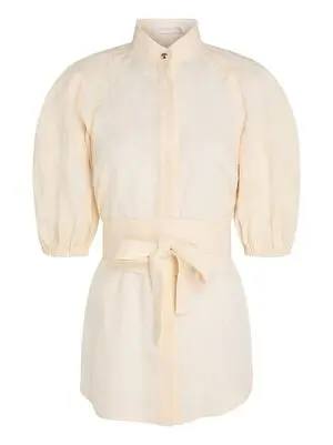 Zimmermann Belted Linen Blouse - Cream