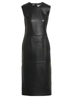 Veronica De Piante Grace Leather Midi Dress - Black