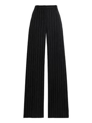 Veronica De Piante Anya Pinstriped Wool Wide-leg Pants - Black