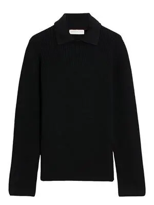 VERONICA DE PIANTE Estella Ribbed Wool Polo Sweater