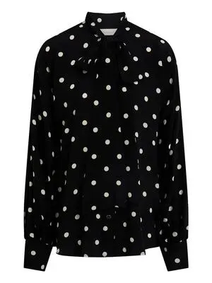 Zimmermann Polka Dot Crepe De Chine Pussy-bow Blouse - Black