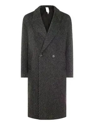 HEVO Herringbone Double-breasted Coat - Grey