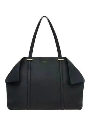 FERRAGAMO Leather Tote Bag With Embossed Logo - Black