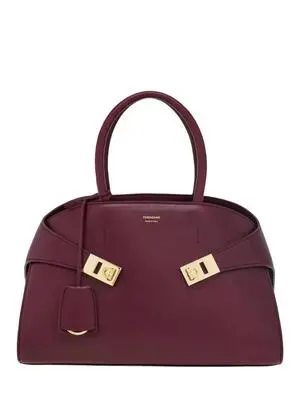 FERRAGAMO Medium Hug Leather Tote - Red