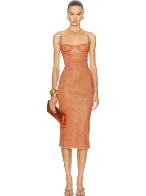 Oseree Glazed Lumiere Dress - Orange