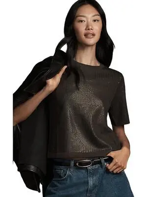 Sanctuary Sequin-embellished Short-sleeve Sweater - Grey Pattern