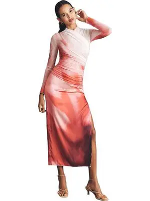 Significant Other Brianna Long-sleeve Wrap-front Maxi Dress - Pink Pattern